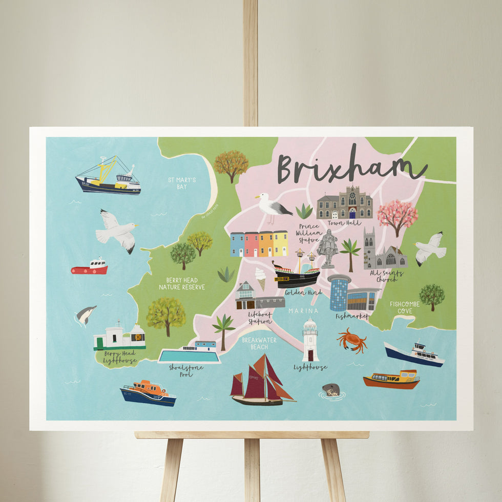 Brixham Map Art Print – Sarah Frances
