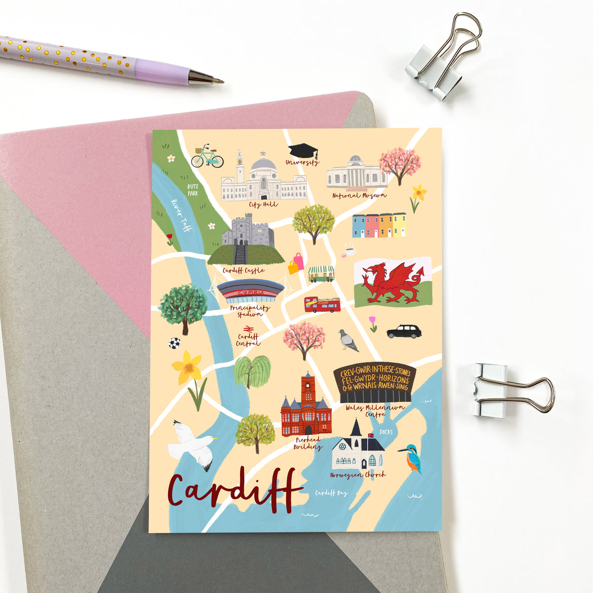 Cardiff Map Postcard – Sarah Frances