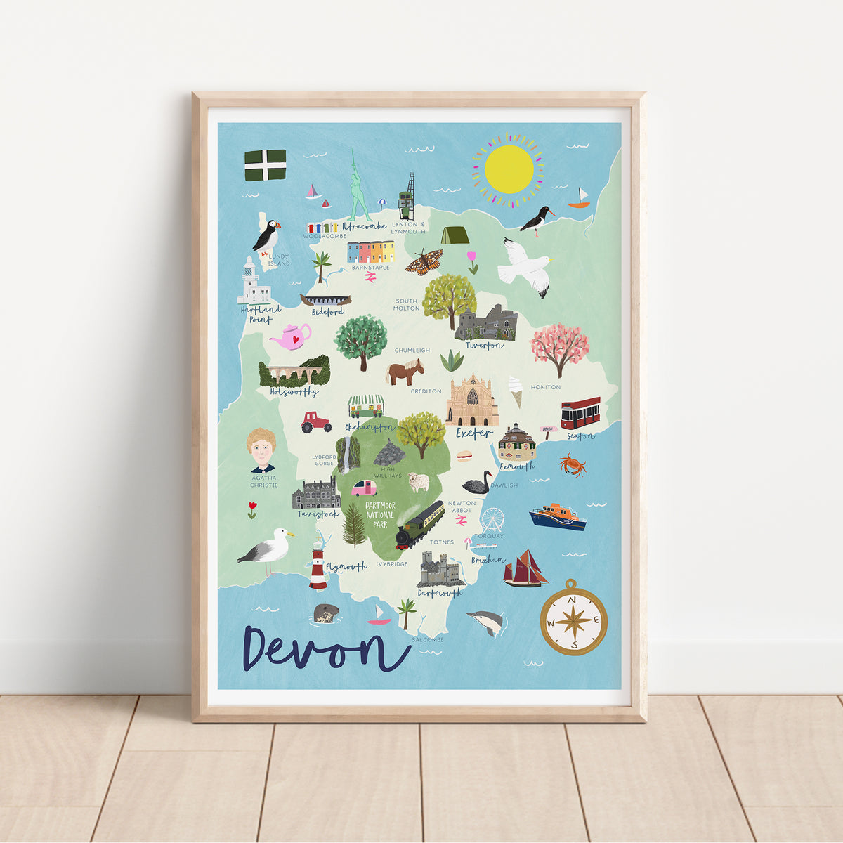 Devon Illustrated Map Art Print – Sarah Frances