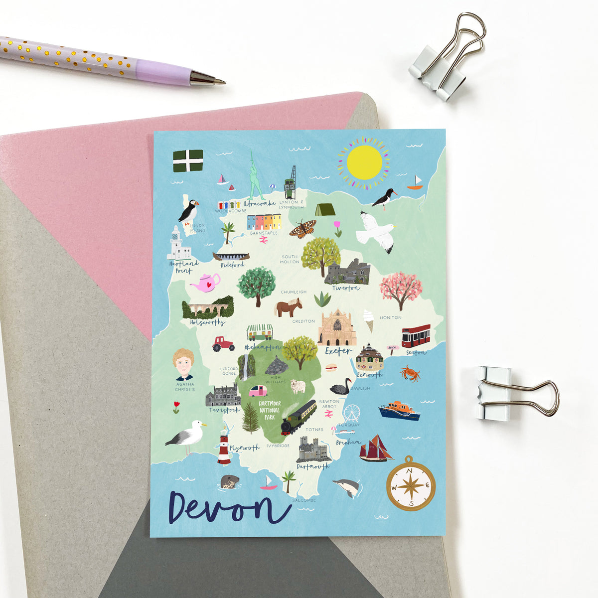 Devon Map Postcard – Sarah Frances
