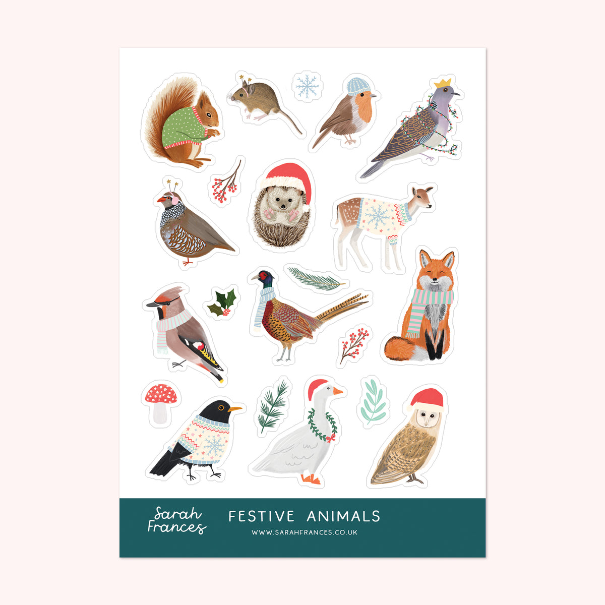 Festive Animals Sticker Sheet - Christmas Stickers – Sarah Frances